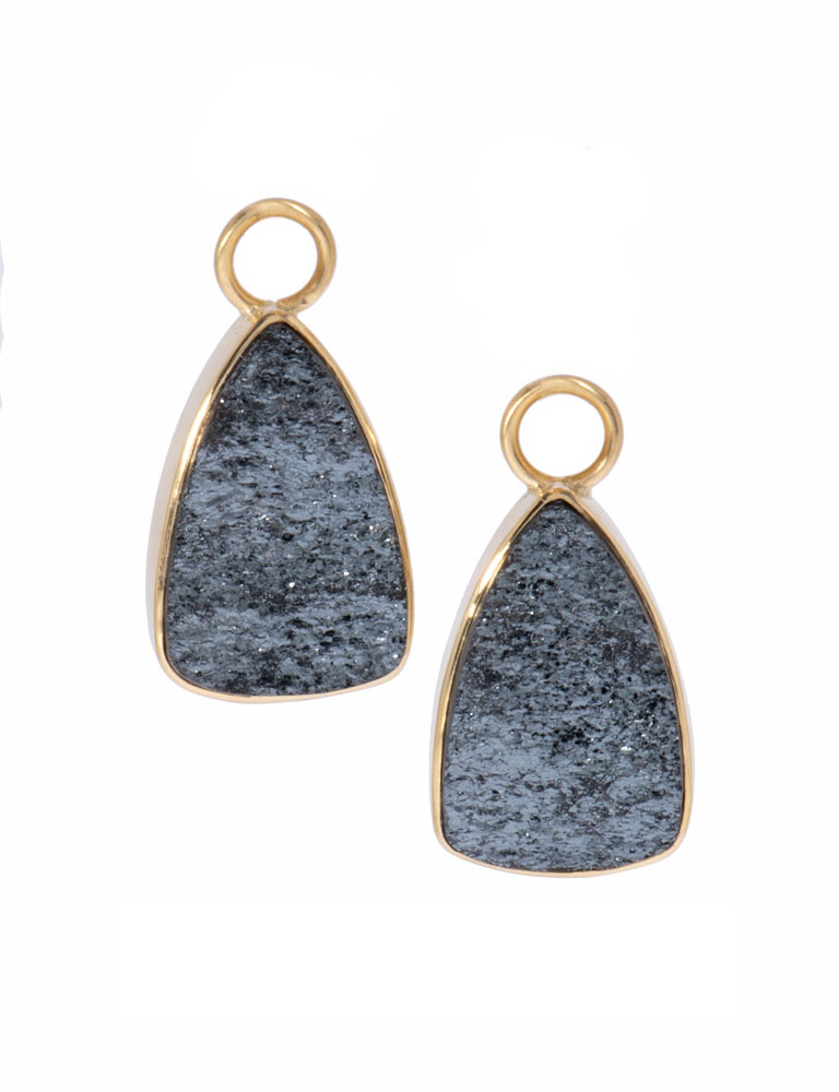 The Golden Eye: Natural Surface Hematite Bell Drops