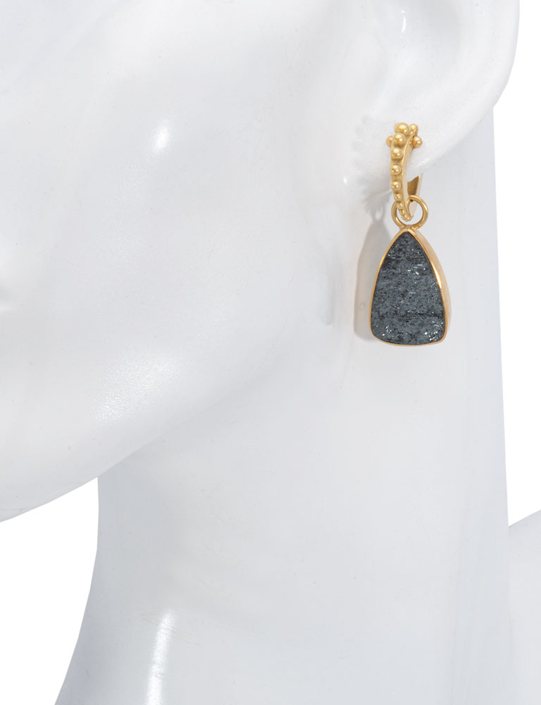 The Golden Eye: Natural Surface Hematite Bell Drops