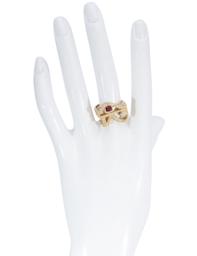 The Golden Eye: Buff Top Ruby Eye of Horus Ring